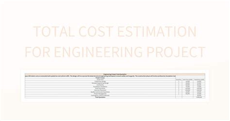 Total Cost Estimation For Engineering Project Excel Template And Google Sheets File For Free