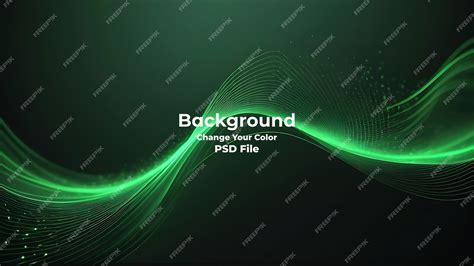 Psd Abstract Green Background Wave Of Particles Technology Background Carbon Line Green