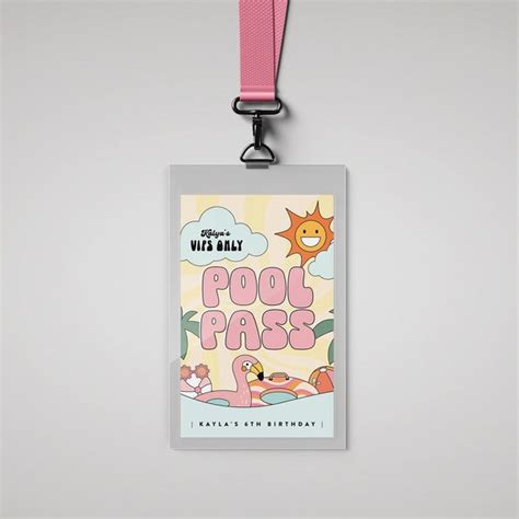 Pool Pass Template Etsy
