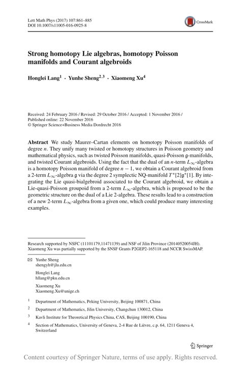 Strong Homotopy Lie Algebras Homotopy Poisson Manifolds And Courant