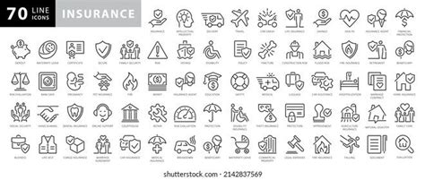 보험 개요 아이콘 세트 벡터 단순한 가는 선 아이콘 모음 Line Icon Lettering Alphabet Graphic Designer Portfolio
