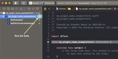 flutter plugin ios tests in swift corner software