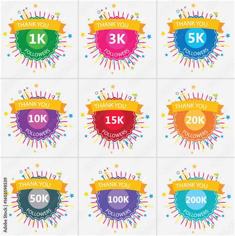Colorful Thank You Messages Celebrating Social Media Follower