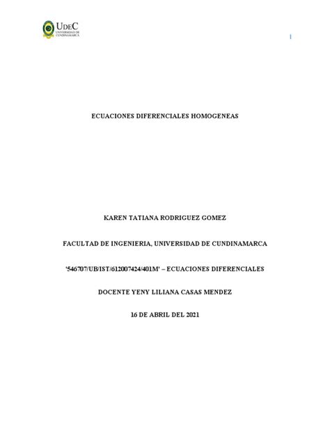 Ecuaciones Diferenciales Homogeneas Pdf