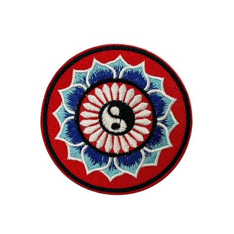 Ying Yang Lotus Red Iron On Embroidery Patch 75cm Etsy