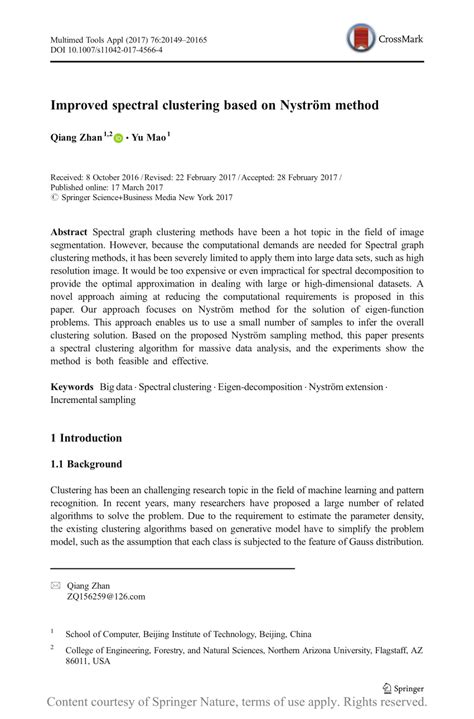 Improved Spectral Clustering Based On Nyström Method