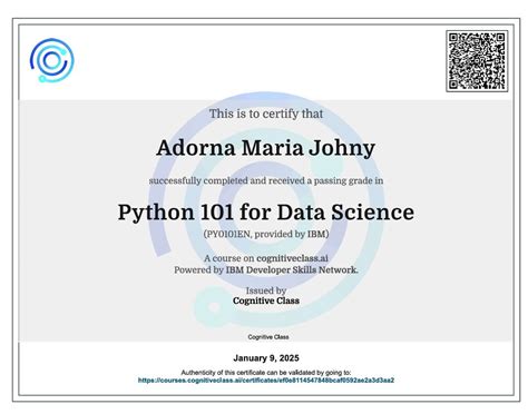 Im Thrilled To Share That Ive Successfully Completed The Python 101 For Data Science Py0101en