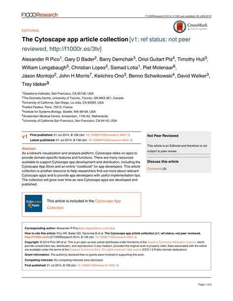 Pdf The Cytoscape App Article Collection