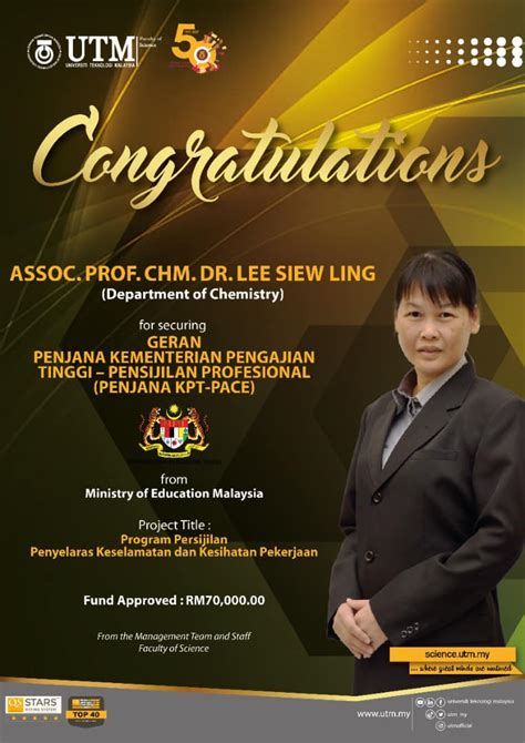 Congratulations To Assoc Prof Chm Dr Lee Siew Ling Faculty Of Science Universiti