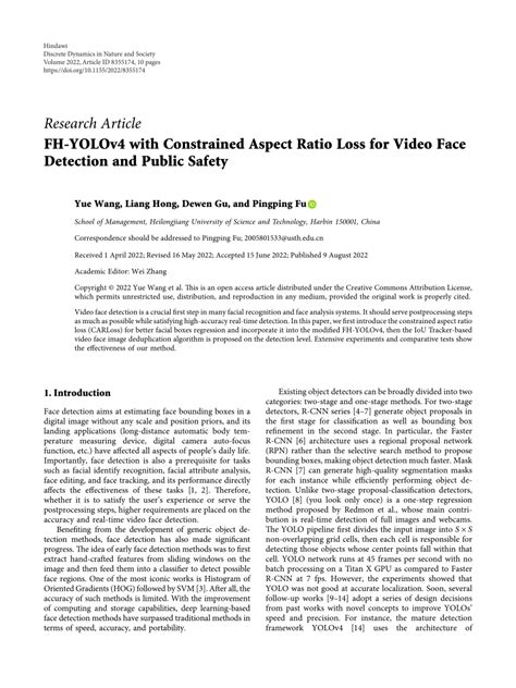 Pdf Fh Yolov4 With Constrained Aspect Ratio Loss For Video Face Detection And Public Safety