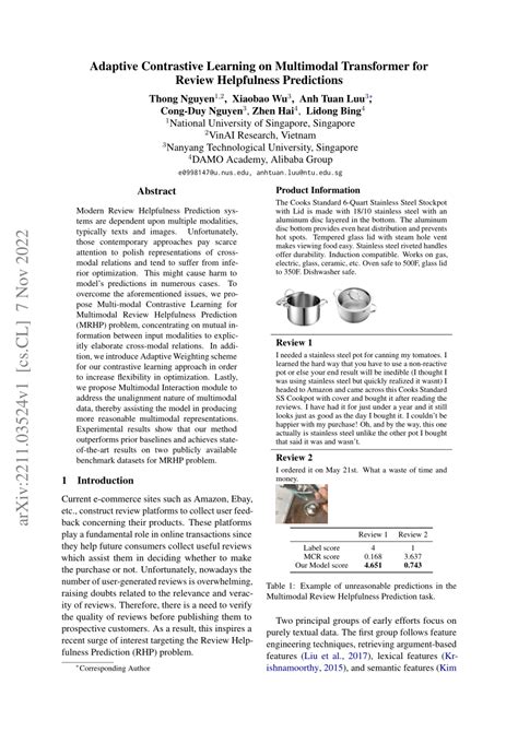Pdf Adaptive Contrastive Learning On Multimodal Transformer For Review Helpfulness Predictions