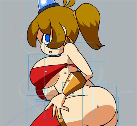 Rule 34 Adobe Animate Back View Big Ass Big Breasts Blue Eyes Brown Hair Mighty Switch Force