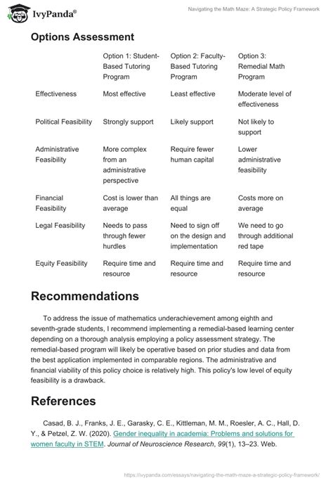 Navigating The Math Maze A Strategic Policy Framework 1226 Words