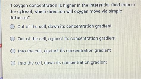 Solved If Oxygen Concentration Is Higher In The Interstitial