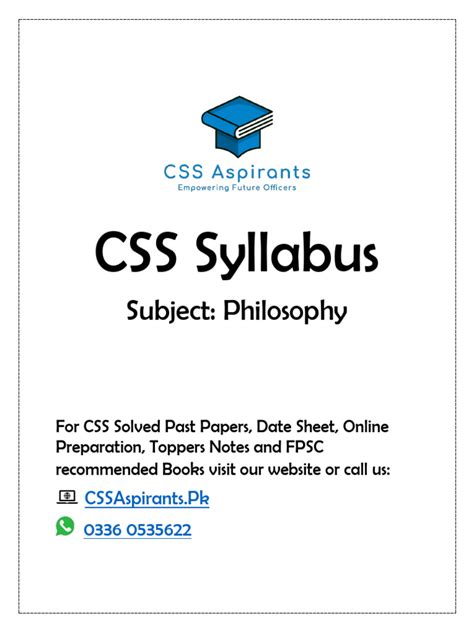 Philosophy Css Syllabus Pdf Islamic Philosophy Metaphysics