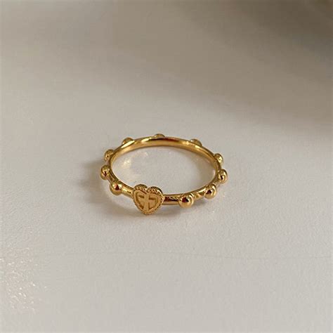 베리에 14k 18k 빈티지 하트 십자가 묵주반지 위시버킷