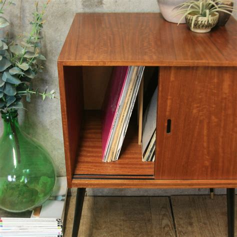 Mid Century Lp Vinyl Record Cabinet 0512g Mustard Vintage