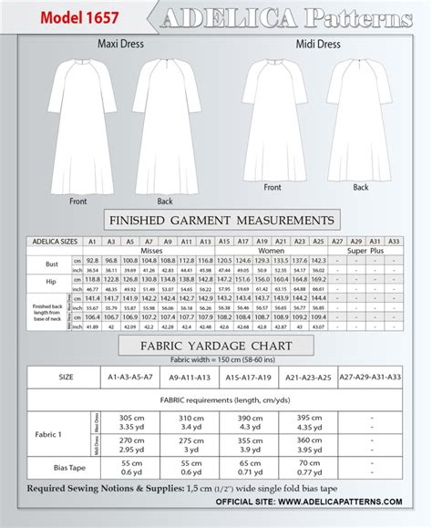 Adelica Pattern 1657 Plus Size Sewing Pattern Maxi Dress Textillia
