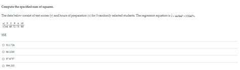 Solved Compute The Specified Sum Of Squares The Data Below