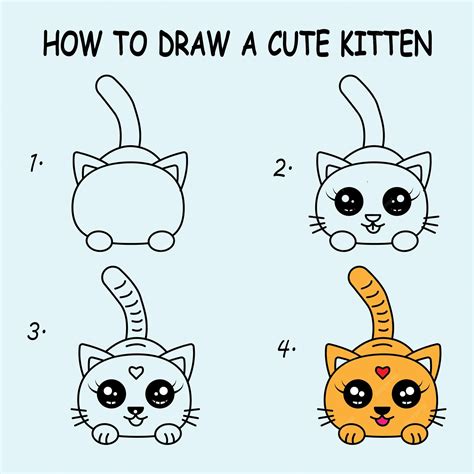 Como Desenhar Gatinho Fofo Vetor Premium