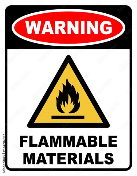 Flammable Materials Safety Sign Stock Vector Adobe Stock