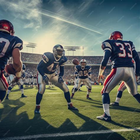 Premium Photo American Football Players In Action Game With Football