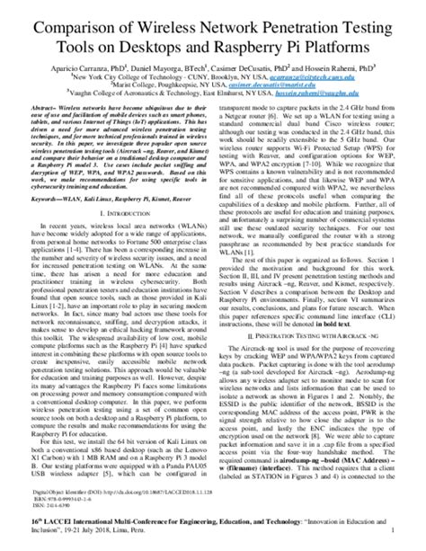 Pdf Comparison Of Wireless Network Penetration Testing Tools On