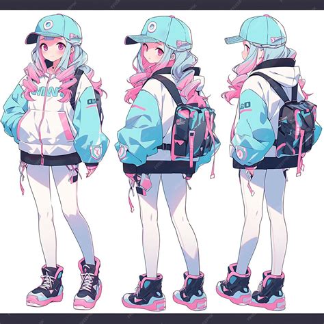 Premium Photo Character Anime Of Male Trendy Chibi Kawaii Sporty Fashion Track Jackets Neon C