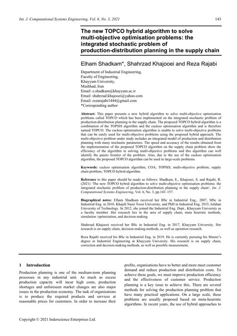 Pdf The New Topco Hybrid Algorithm To Solve Multi Objective