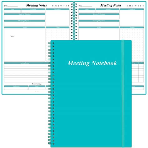 Meeting Notebook For Work With Action Items Spiral Project Planner Notebook For Note Taking