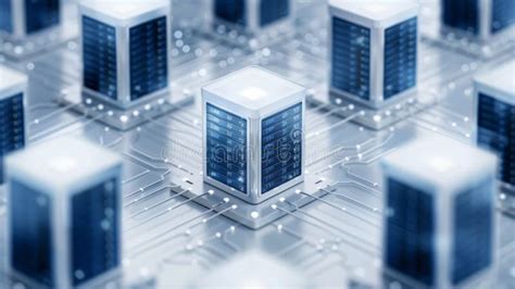 Futuristic Data Center Servers Connected On A Digital Grid Symbolizing