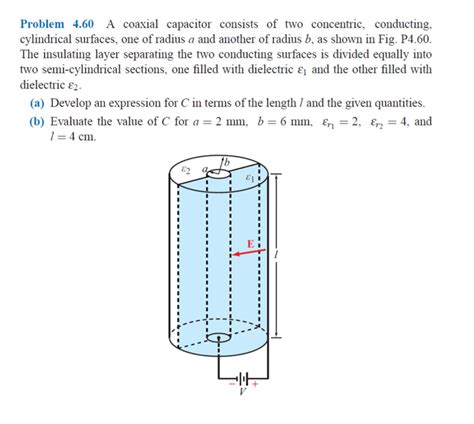 Solved Problem 4 60 A Coaxial Capacitor Consists Of Two
