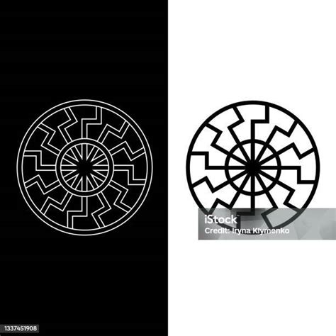 Black Sun Sign Sonnenrad Symbol Consisting Of Twelve Sigrunes Occult