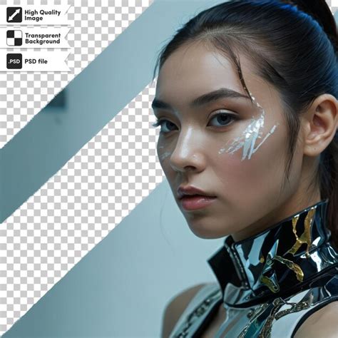 Premium Psd A Woman With A White Face And A Black And White Mask On