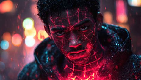 Miles Morales Wallpaper Spider Man Universe Glowing Neon Hd In 2025