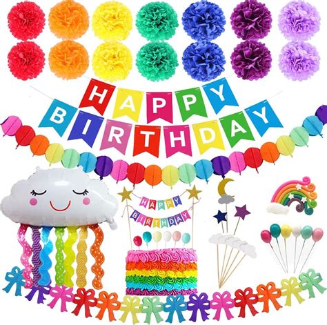 Buy Rainbow Birthday Party Decorations Rainbow Happy Birthday Banner