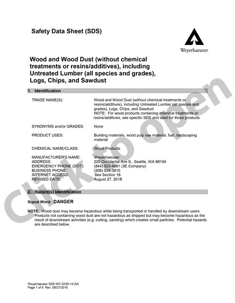 Osborne Wood Safety Data Sheet