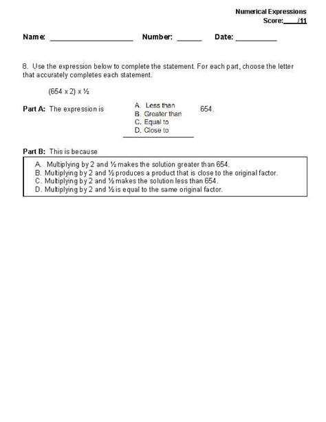 Numerical Expressions 5th Grade Assessment By Sototally Crafty Tpt