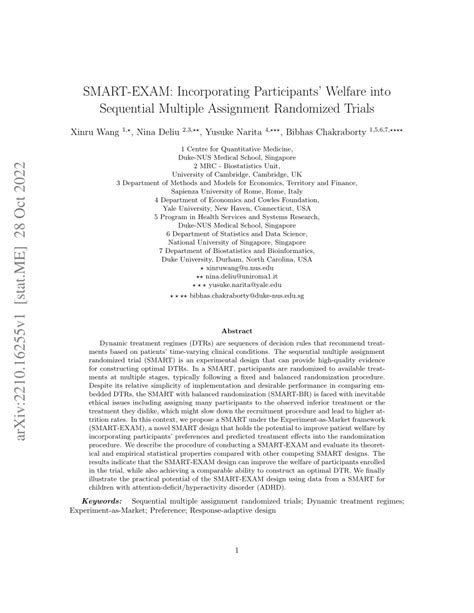 Pdf Smart Exam Incorporating Participants Welfare Into Sequential