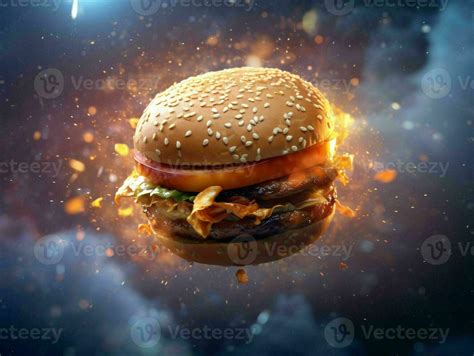 Ai Generated A Delicious Burger With Universe Background Hamburger Ai Generative 36433730