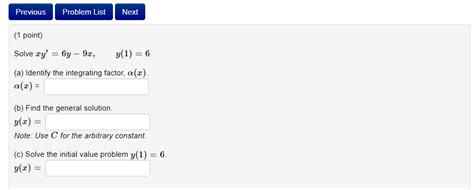 Solved 1 Point Solve The Initial Value