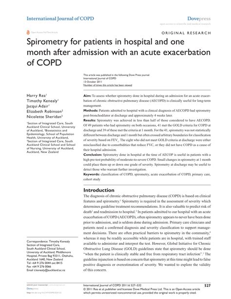 Pdf Spirometry For Patients In Hospital And One Month After Admission