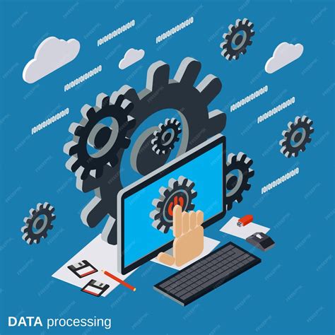 Premium Vector Data Processing Cloud Computing Flat Isometric Vector