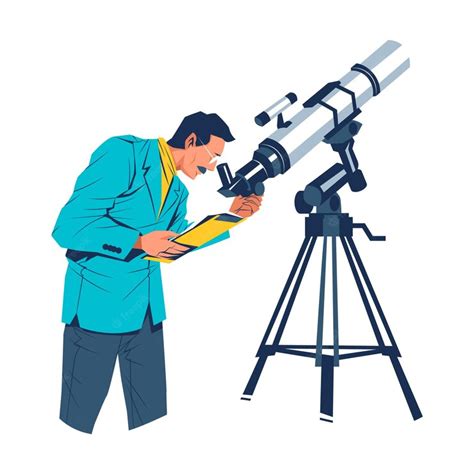 Premium Vector Astrophysicist Scientist Using Telescope Concept