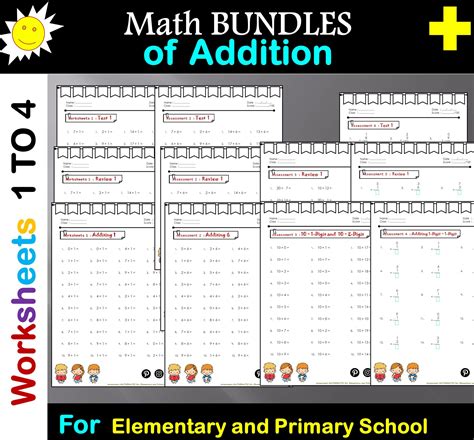 Math Addition Part 1 To 4 Bundles Math Addition Worksheets Addition