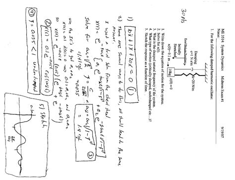 Midterm Exam 1 Solved System Dynamics Me 3514 Docsity