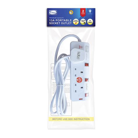 Lemax 3 Pin Extension Socket White With Surge Protection Sirim 2 Metres 3 4 5 Gang Lee