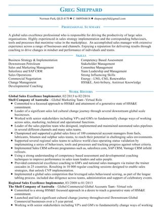 Greg Sheppard CV PDF