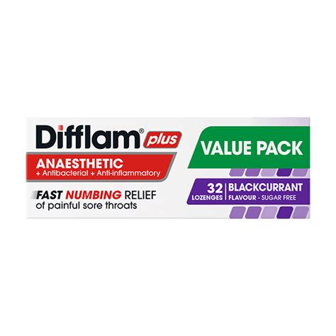 Difflam Plus Anaesthetic Lozenges Blackcurrant