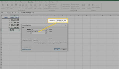 Excel Sum And Offset Formula